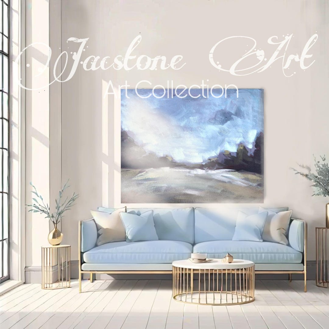 Blue Sky Landscape Art Canvas, Landscape Art Print, Canvas Wall Art, Blue Art - Etsy