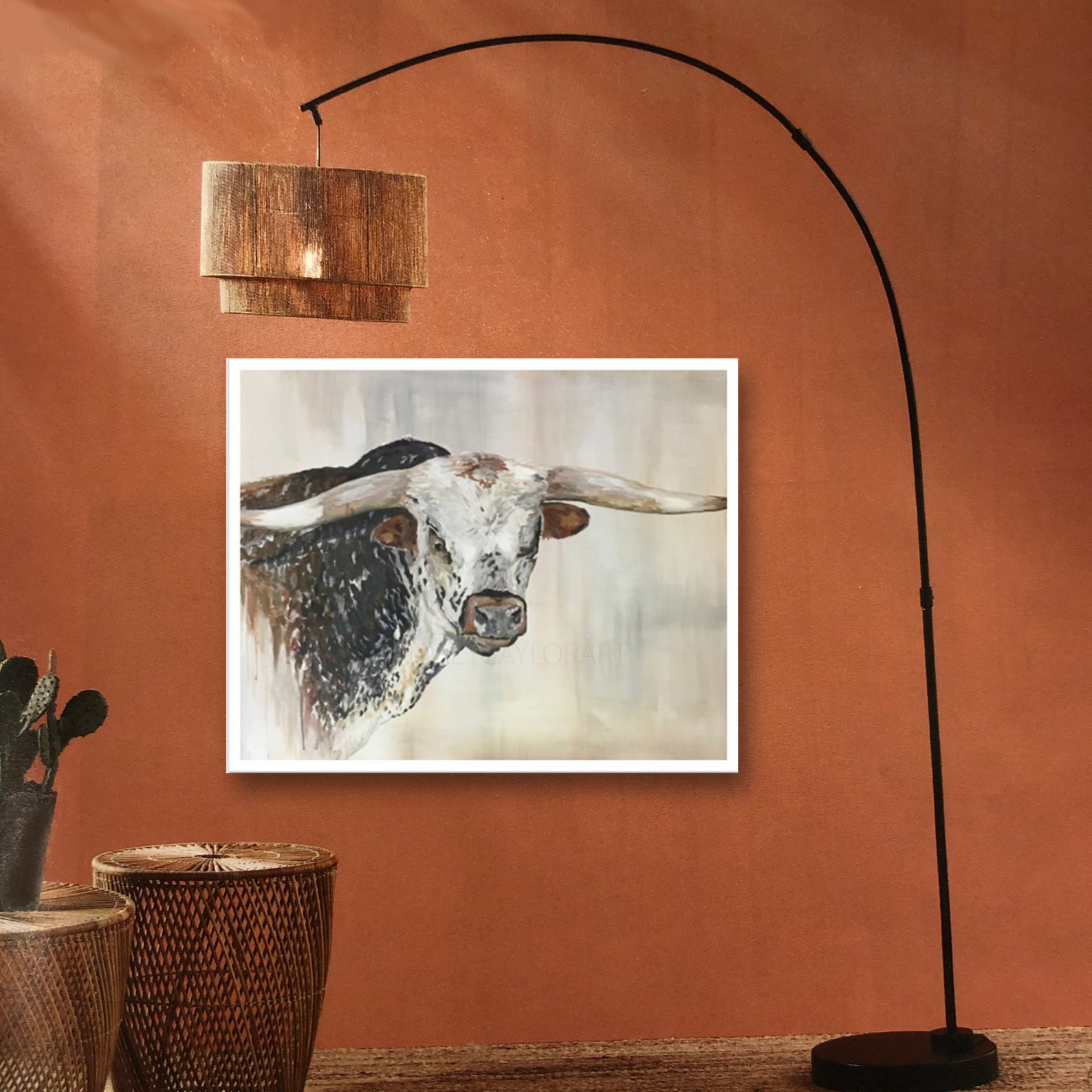 Impressionist Longhorn Bull Art Print Western Bull Print | Etsy