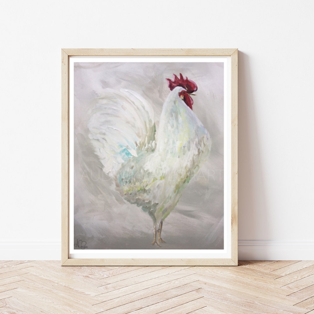 White Rooster Art Giclee Print of Original Acrylic Painting - Etsy