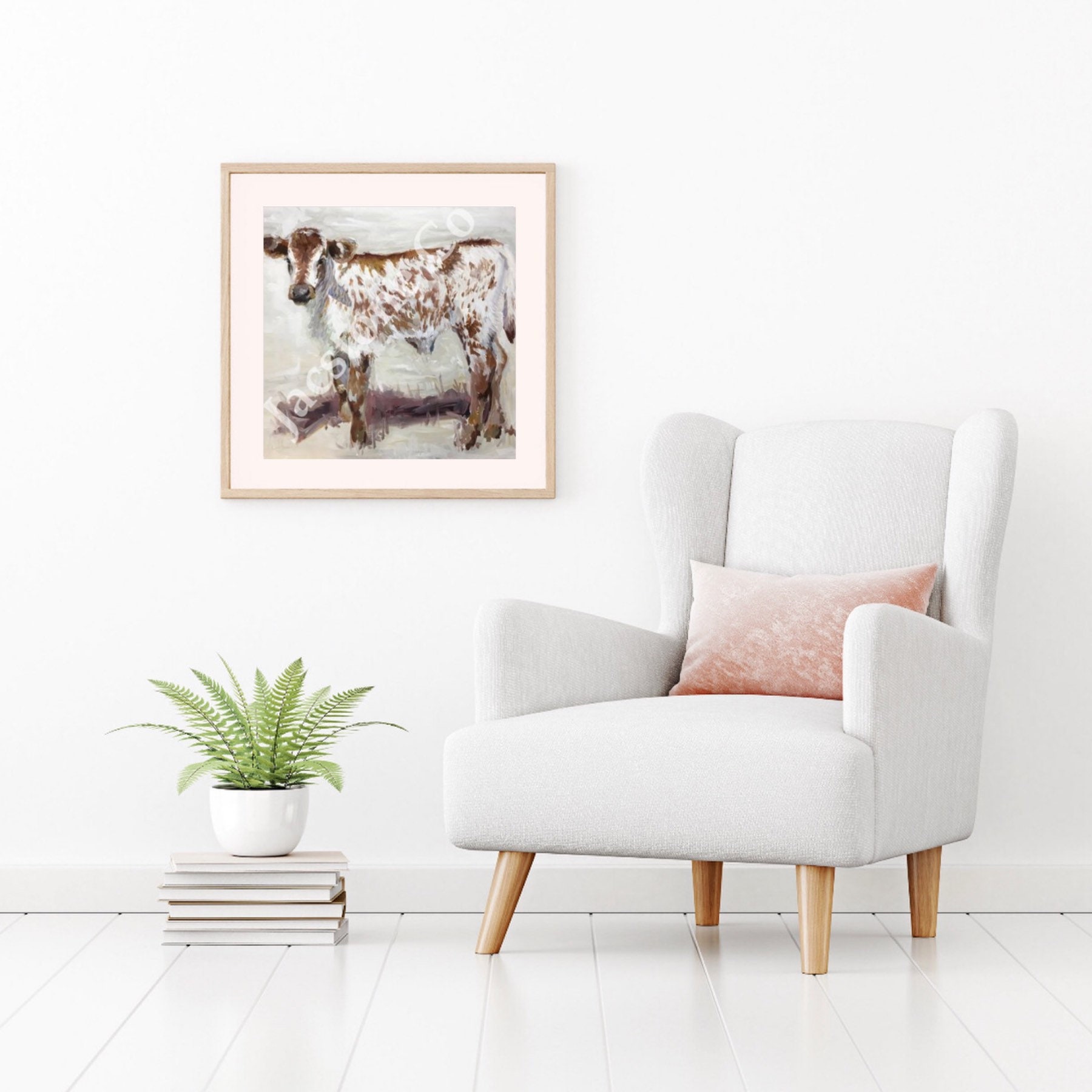 Longhorn Calf Print Longhorn Calf Art Calf Wall Art Calf | Etsy