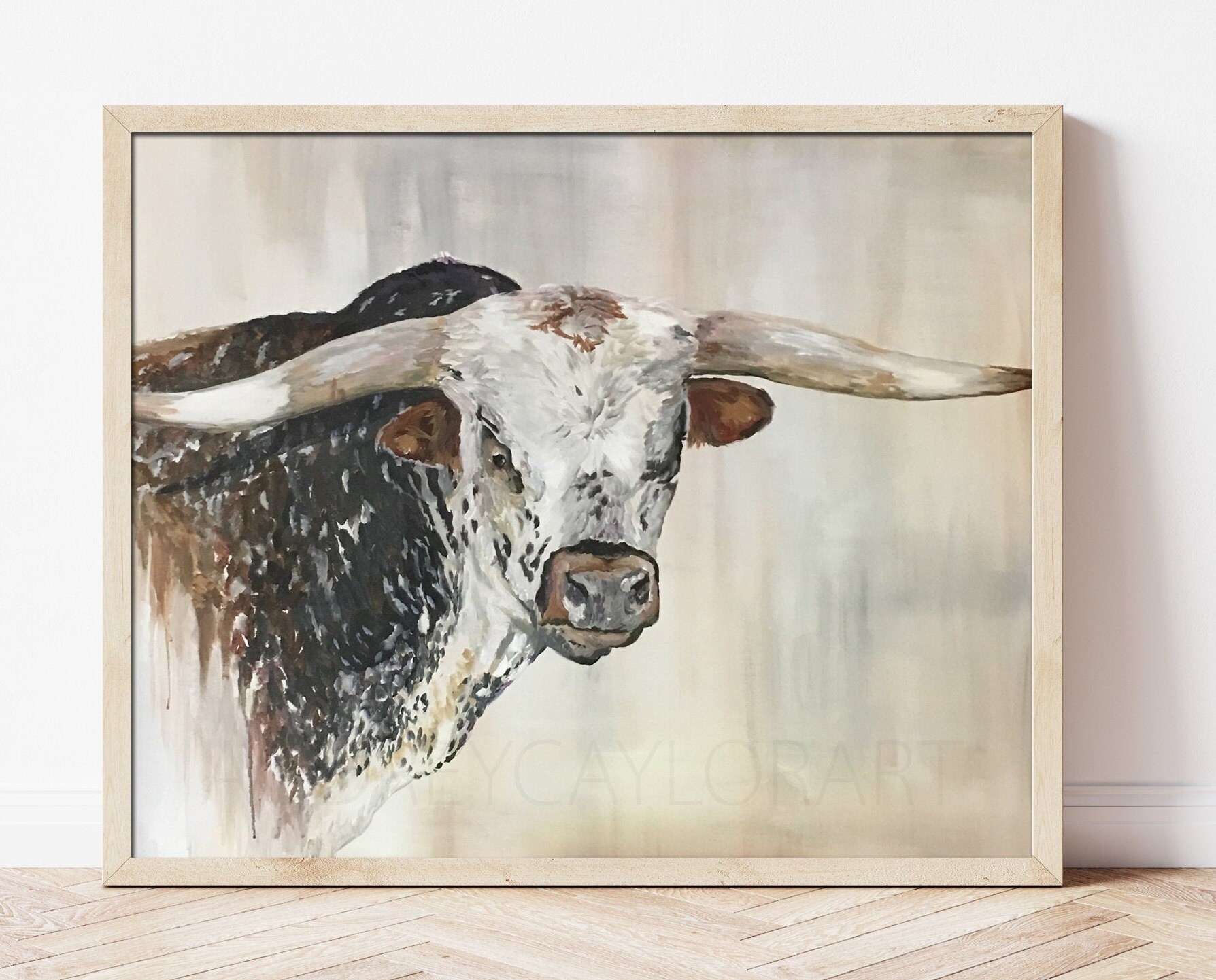 Impressionist Longhorn Bull Art Print Western Bull Print | Etsy