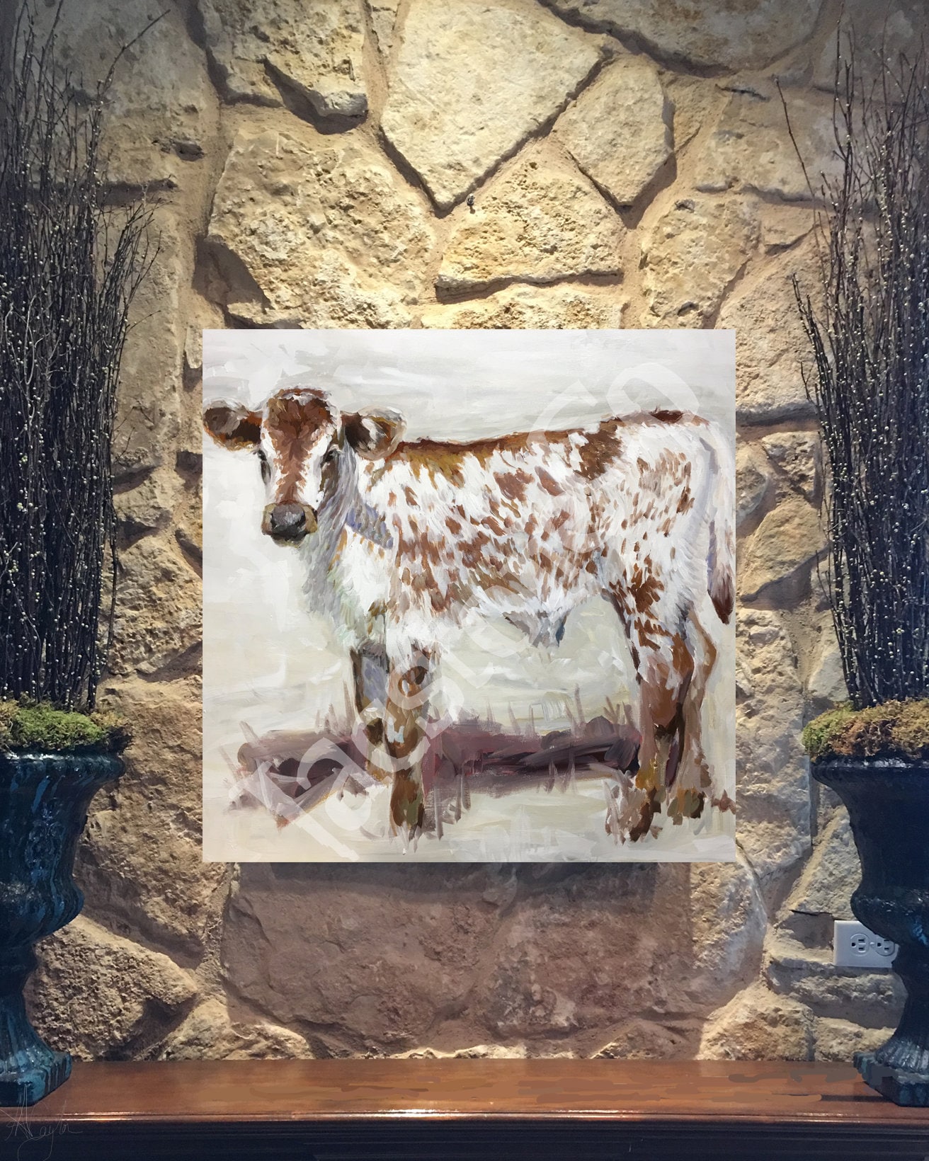 Longhorn Calf Print Longhorn Calf Art Calf Wall Art Calf | Etsy