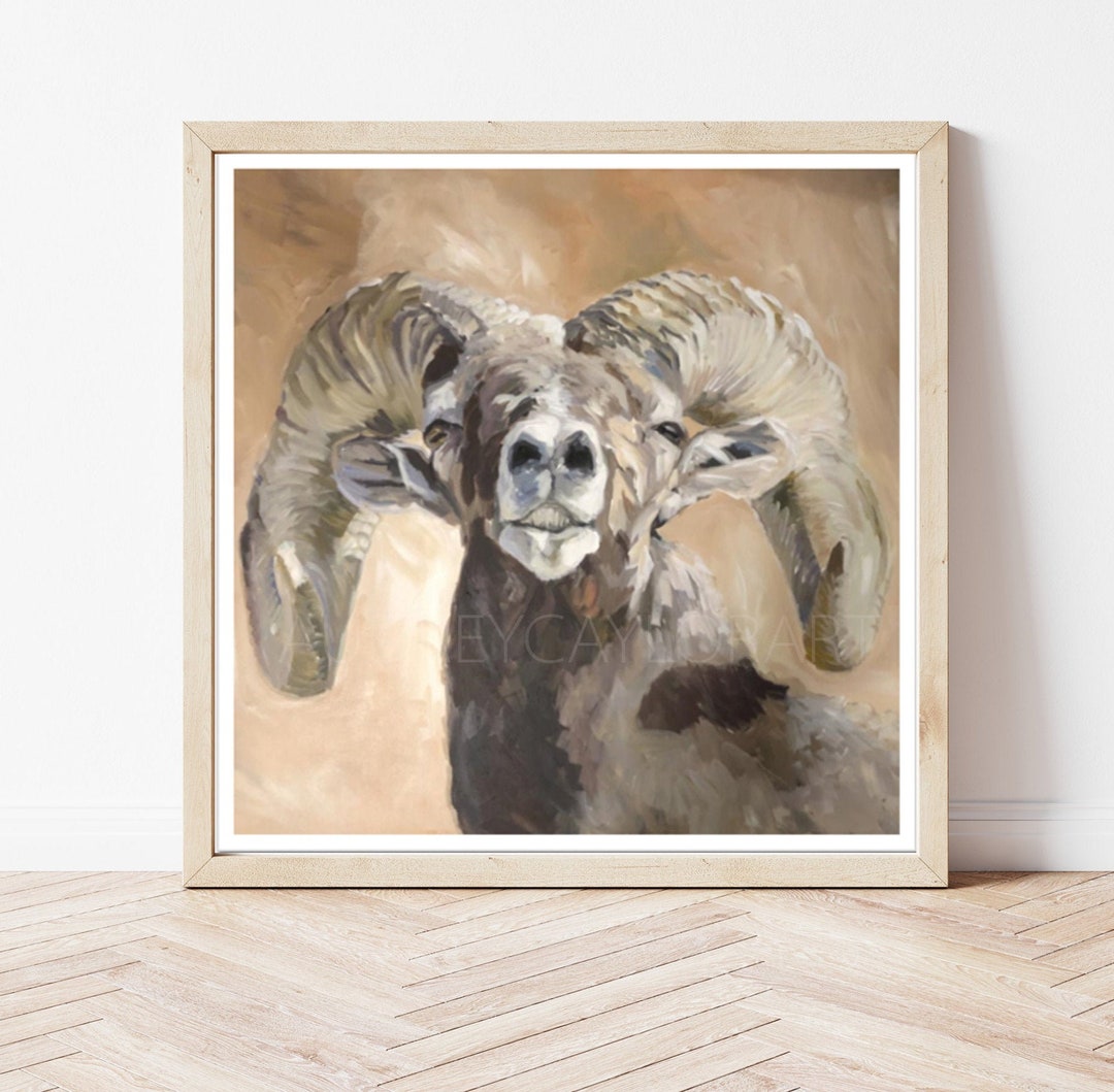 Ram Print, Sheep Print, Ram Wall Art, Ram Wall Decor, Big Horn Print ...