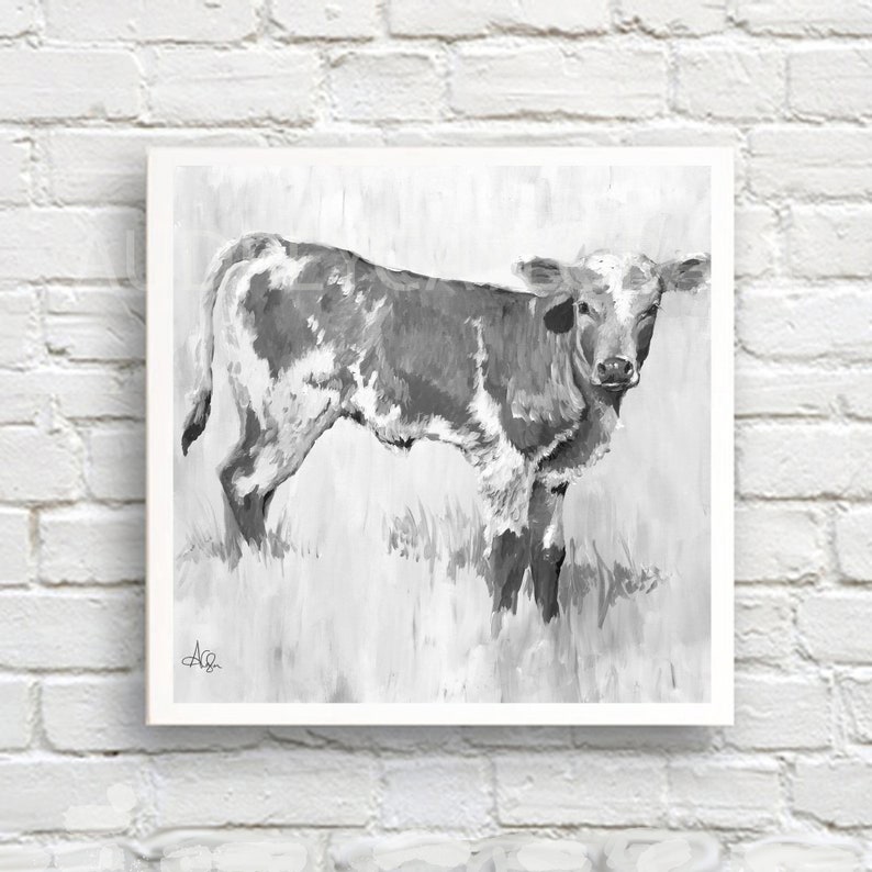Calf Print Black and White Calf Art Calf Wall Art Farm - Etsy