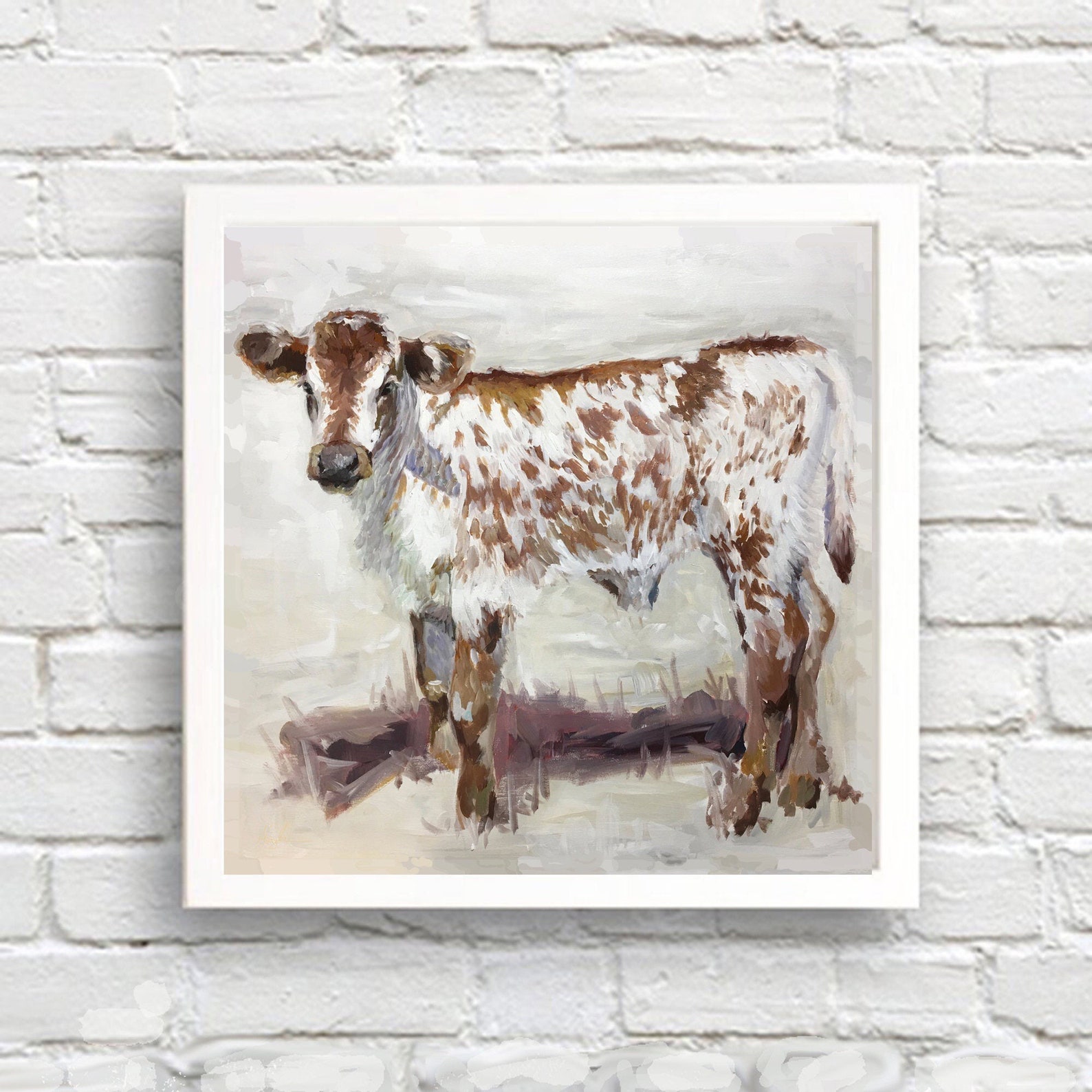 Longhorn Calf Print Longhorn Calf Art Calf Wall Art Calf | Etsy