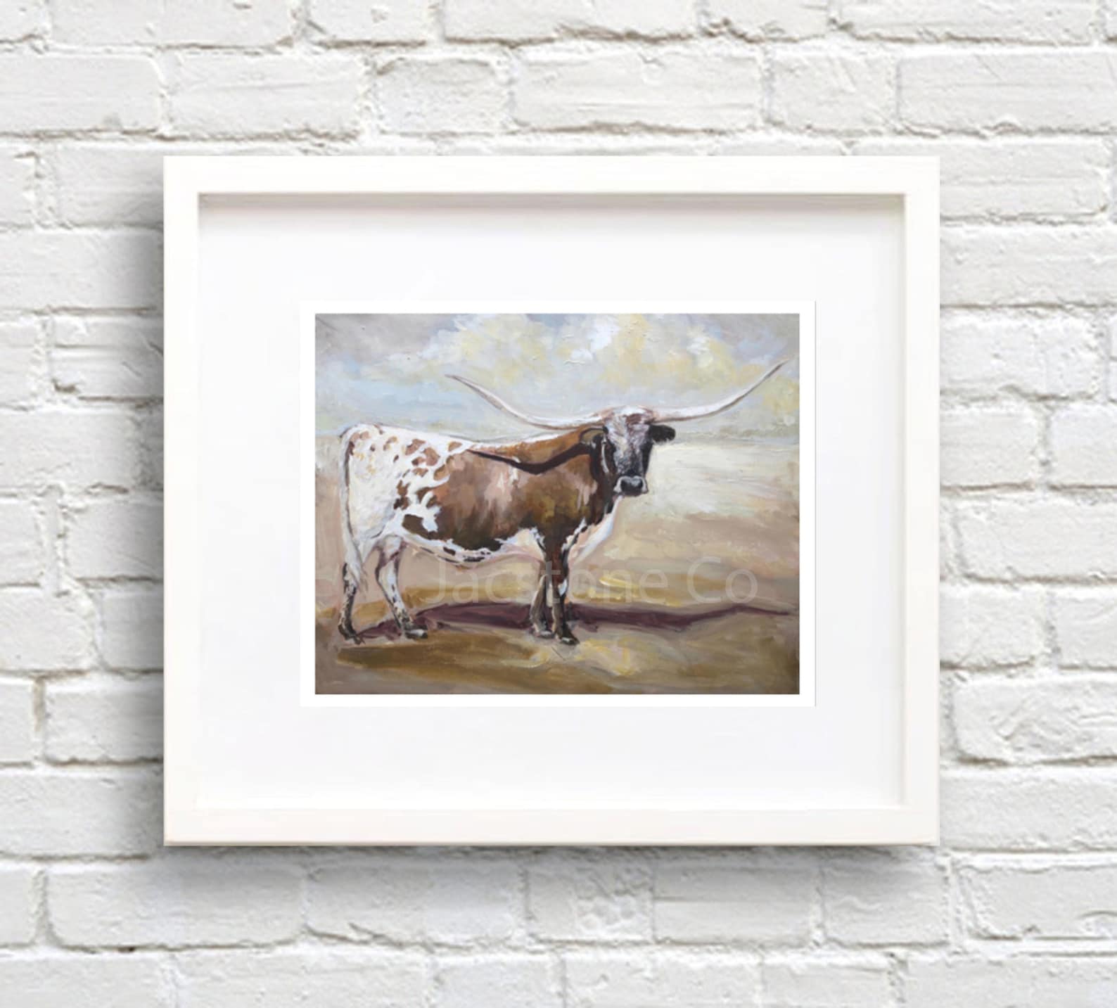 Texas Longhorn Cow Print Cattle Western Art Longhorn | Etsy