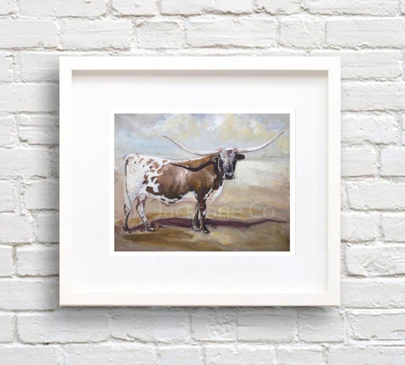 Texas Longhorn Cow Print Cattle Western Art Longhorn | Etsy