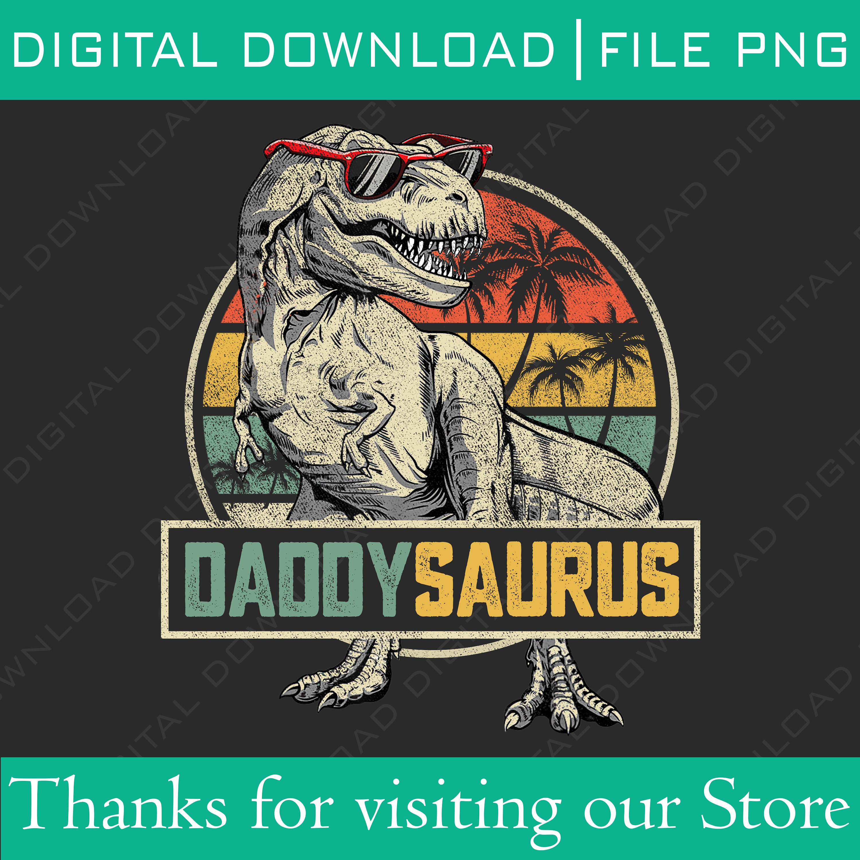 Daddysaurus T Rex Funny Vintage Dinosaur Daddy Saurus Father's Day Trex ...