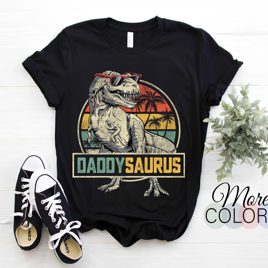 Daddysaurus T Rex Funny Vintage Dinosaur Daddy Saurus Father's Day Trex ...