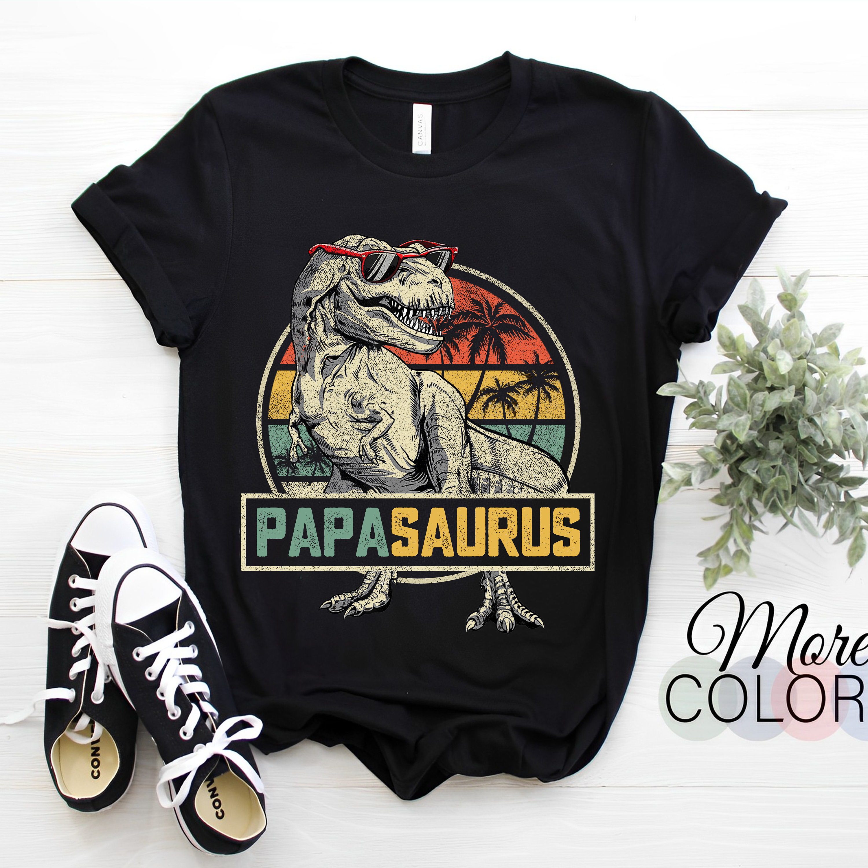 Papasaurus T Rex Funny Vintage Dinosaur Papa Saurus Father's Day Trex ...