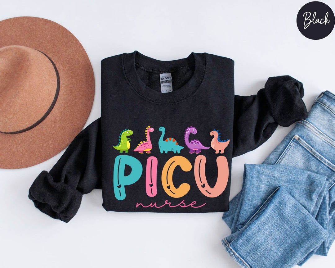 PICU Nurse Animal Sweatshirt, Peds Nurse Dinosaur Sweatshirt, PICU ...