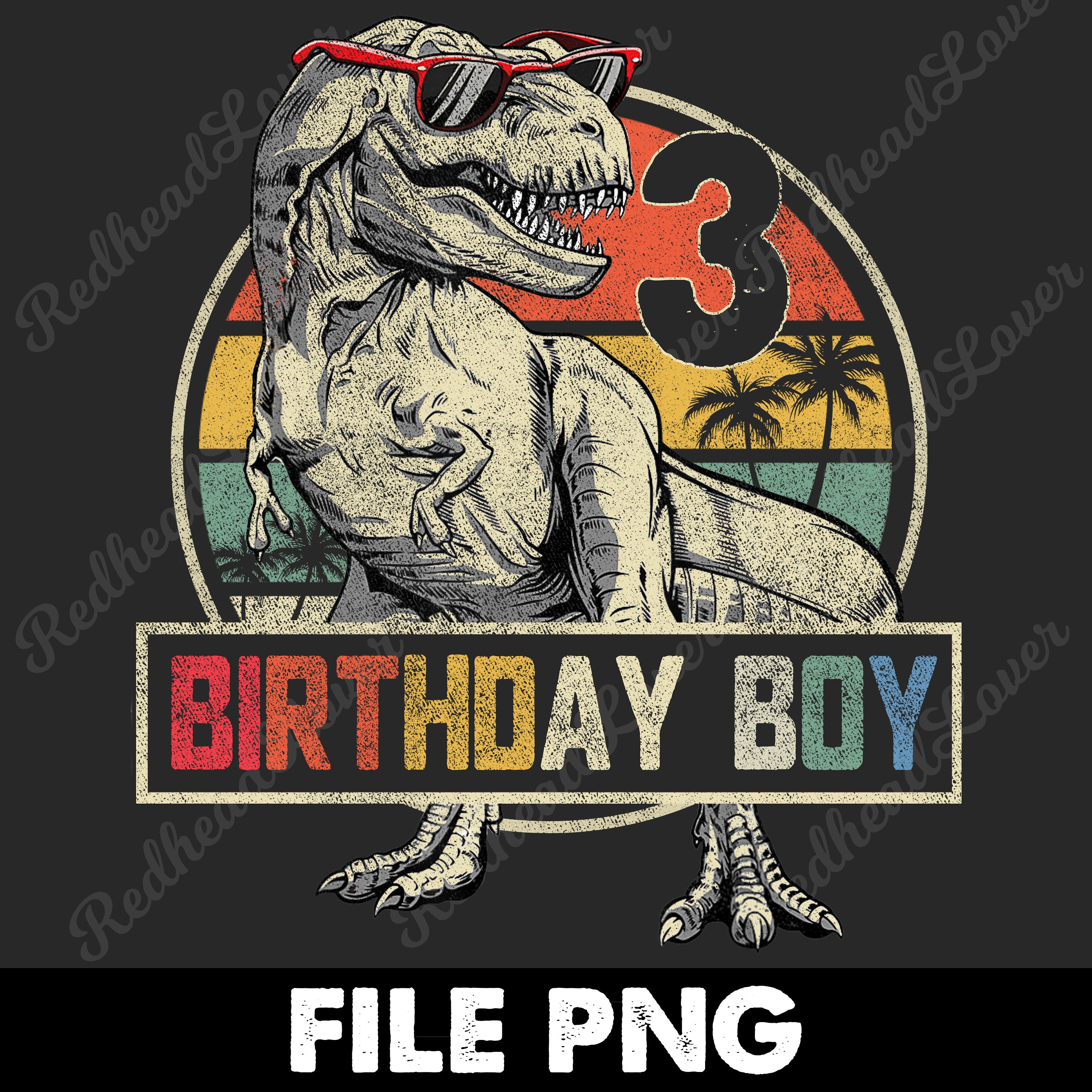 3rd Birthday Boy Dinosaur PNG 3rd Birthday Boy T Rex Birthday - Etsy