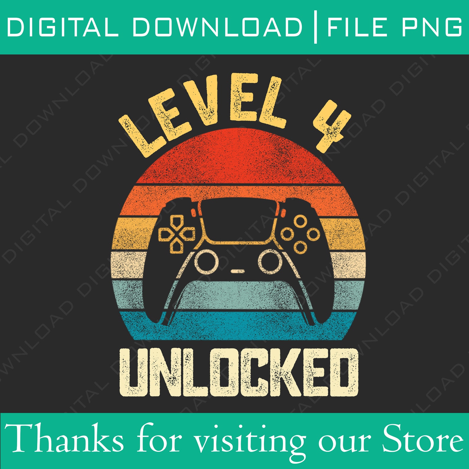 Gamer Birthday Boys Level 4 Unlocked PNG Birthday Gamer 4th - Etsy