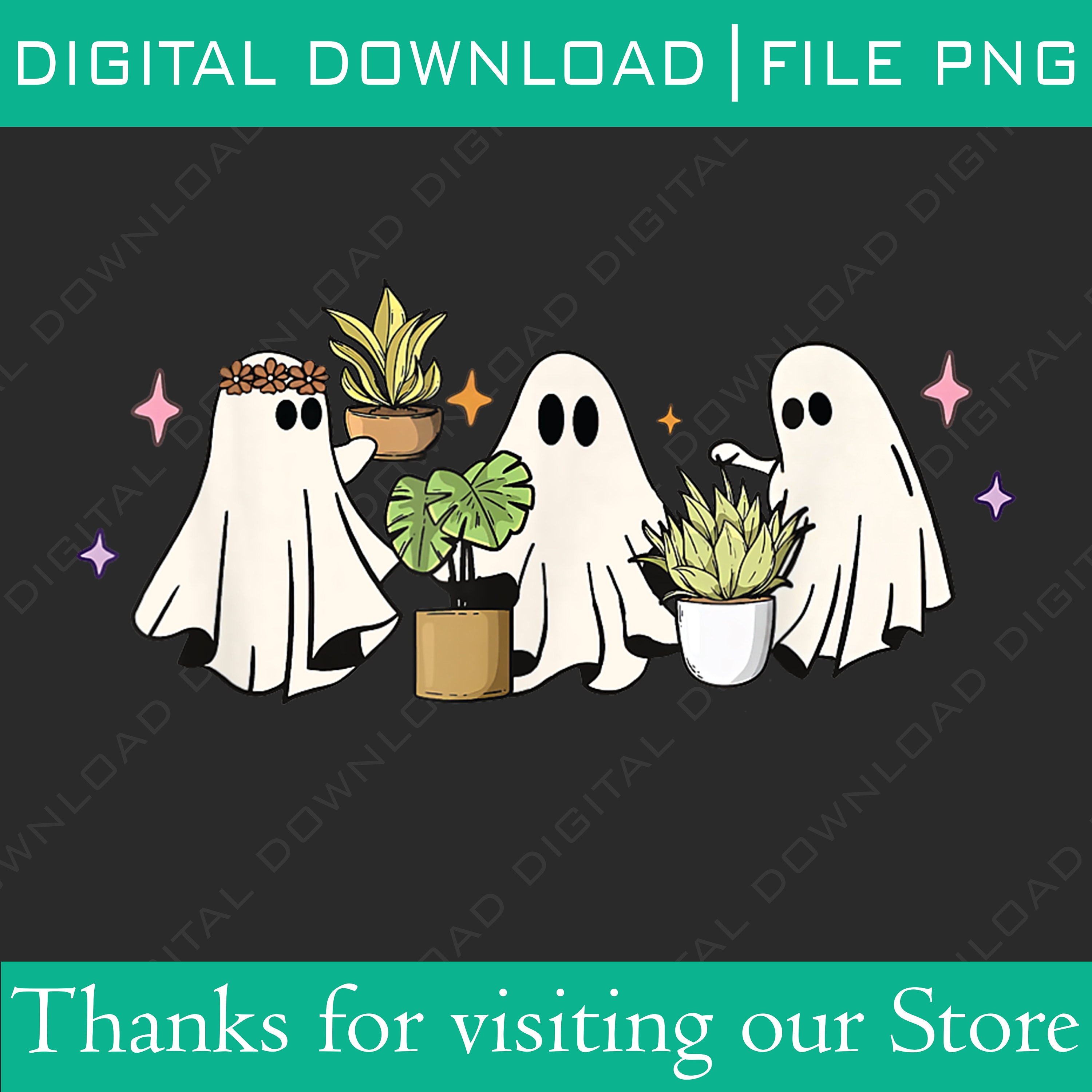 Ghost Plant Png, Ghost Plant Lady Png, Gardening Gift, Halloween Ghost ...