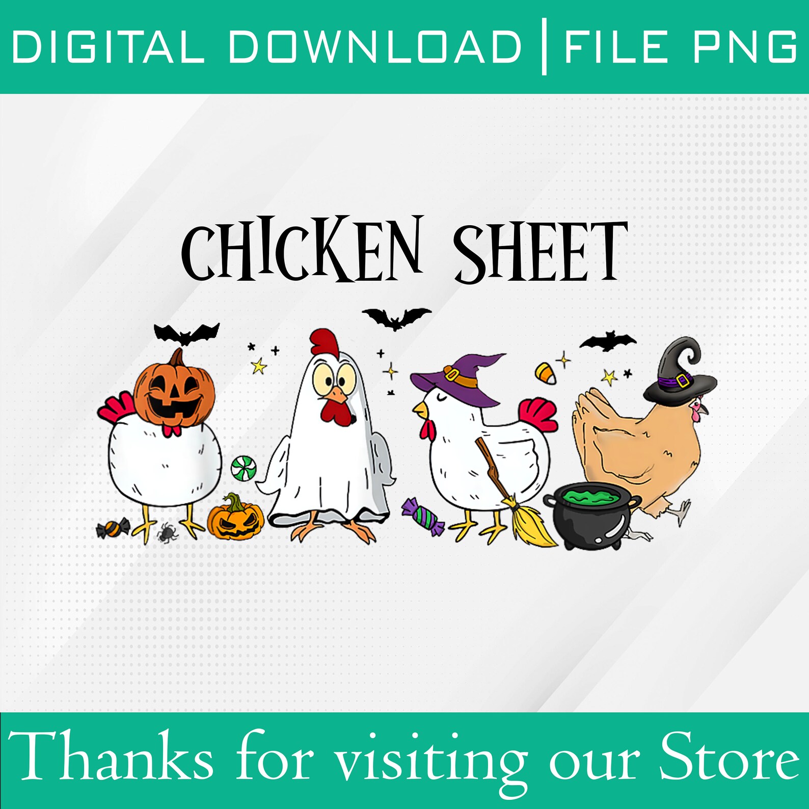 Chicken Sheet PNG, Ghost Chickens Png, Halloween Chickens Png, Fall Png ...