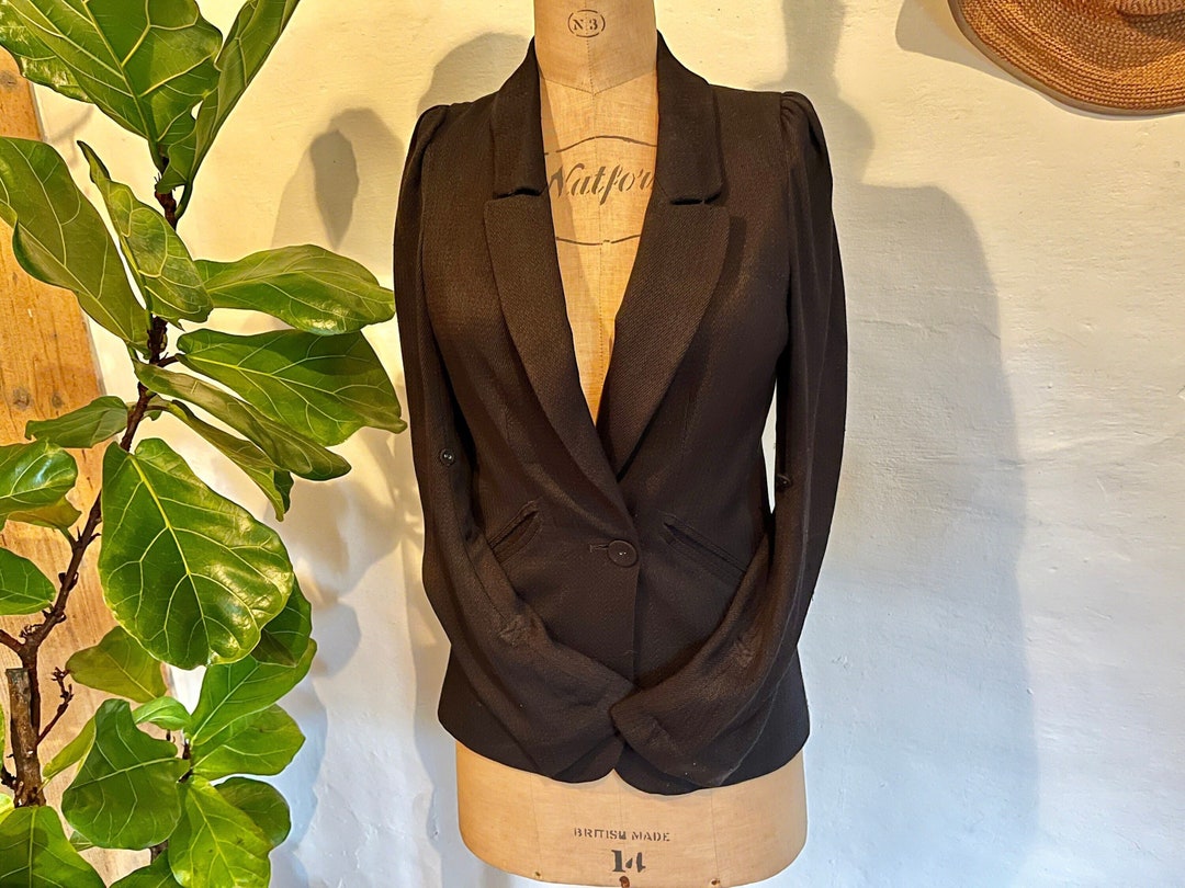 Striking Black Silk Ladies Long Line Tailored Jacket by - Etsy