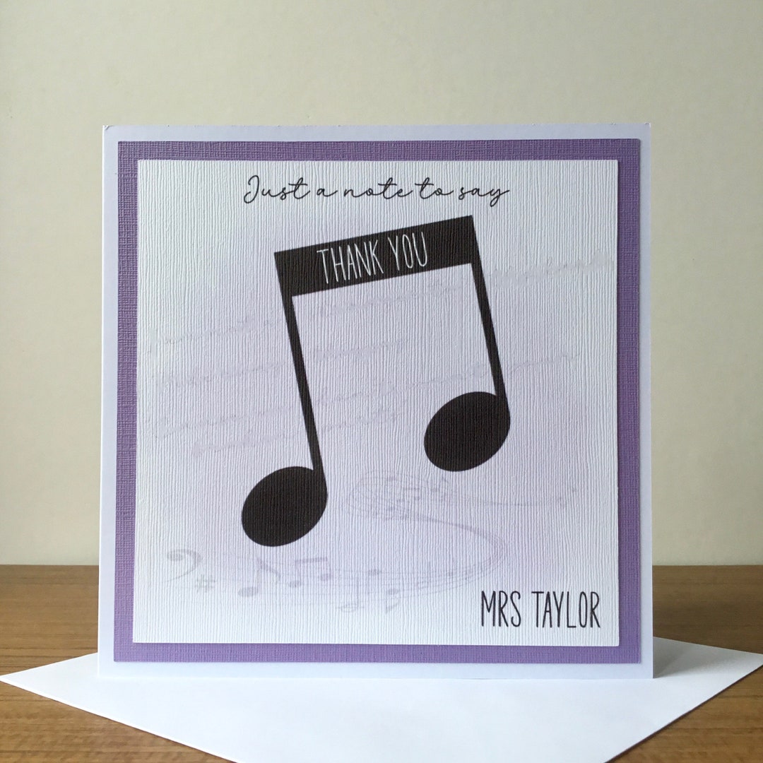 Just a Note to Say Thank You Music Teacher Card, Personalised Birthday ...
