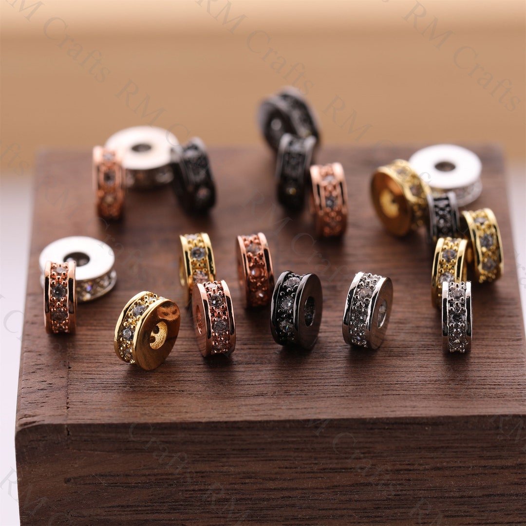 CZ Micro Pave Rondelle Spacer Beads Charm - Etsy