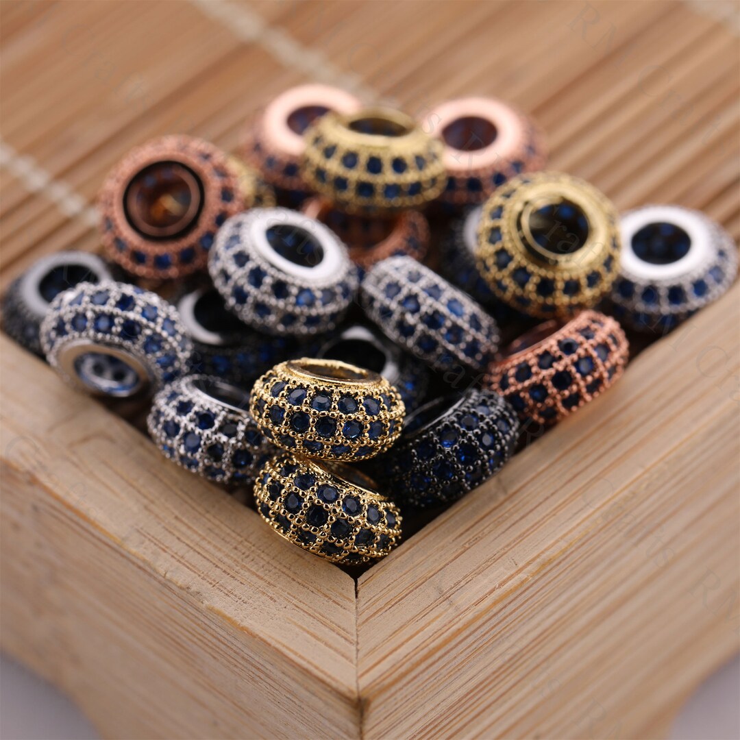 CZ Micro Pave Rondelle Spacer Wheel Beads - Etsy