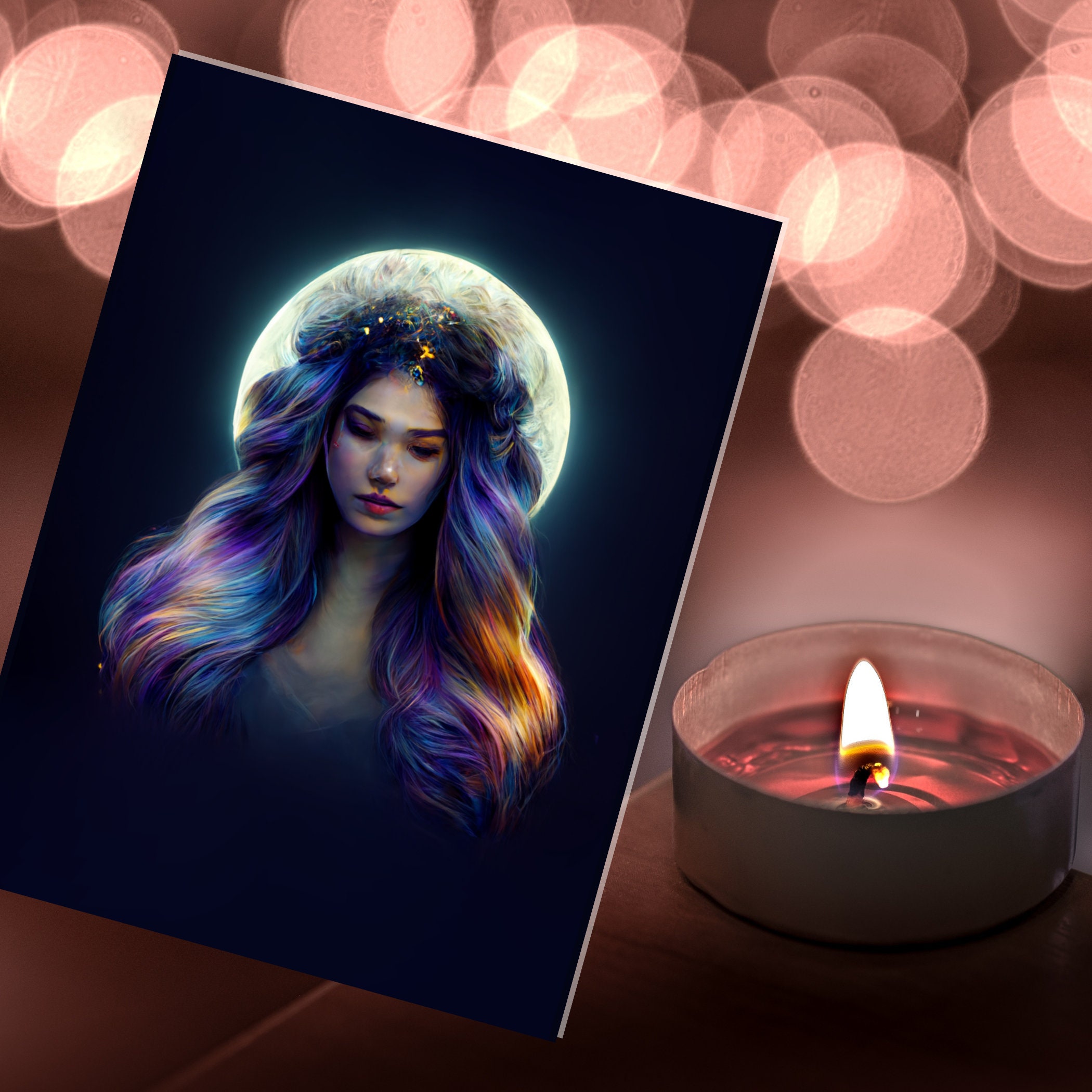 Editable Moon Goddess 3 Card Template | Printable Greeting Card | Edit ...