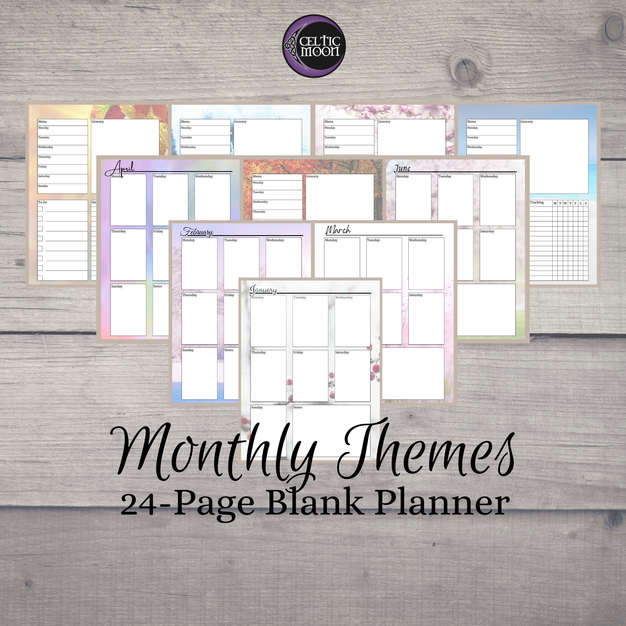 Monthly Themes Planner Printable, Letter Sized Pages (8.5 X 11"), 2 ...