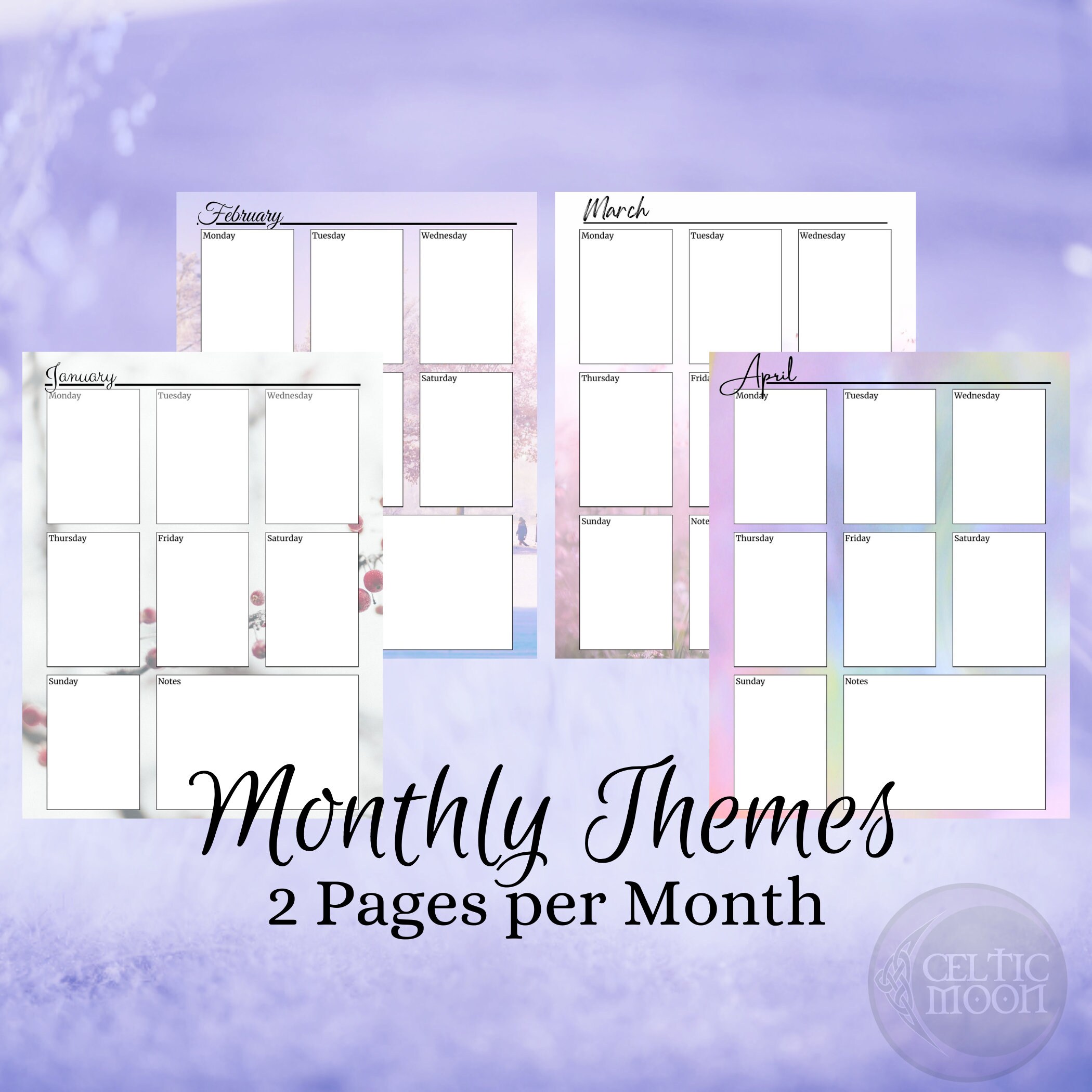 Monthly Themes Planner Printable, Letter Sized Pages (8.5 X 11"), 2 ...