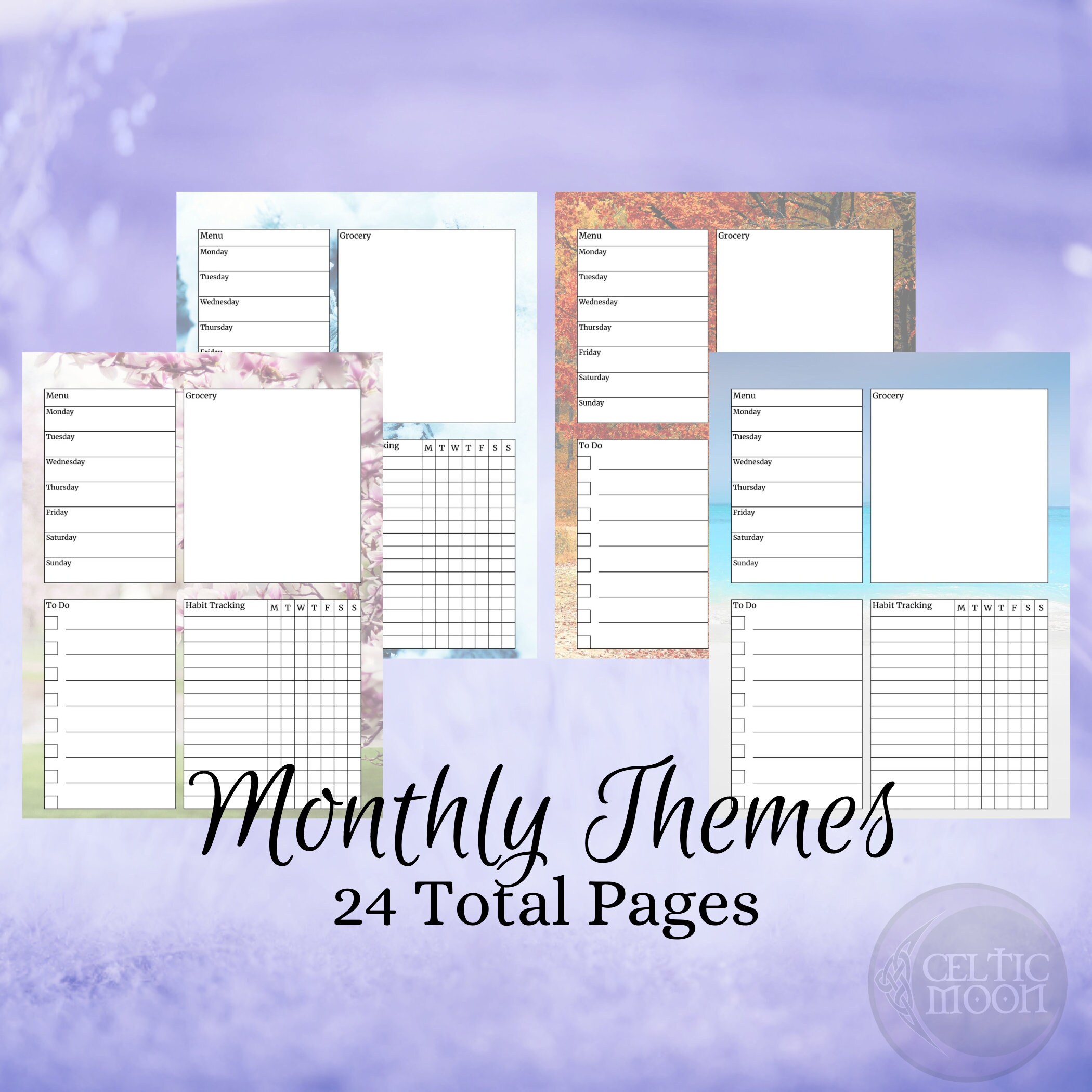 Monthly Themes Planner Printable, Letter Sized Pages (8.5 X 11"), 2 ...