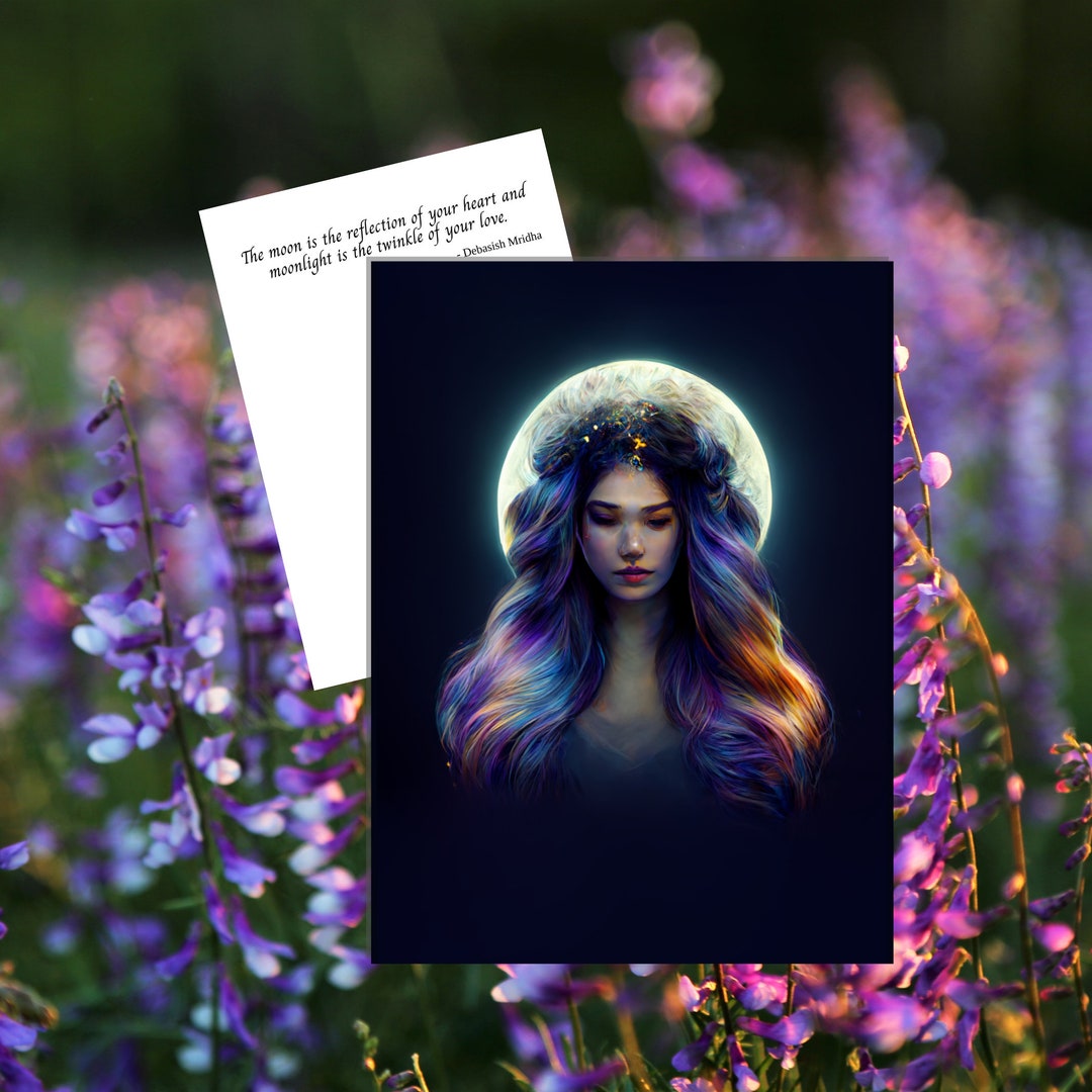 Editable Moon Goddess 3 Card Template | Printable Greeting Card | Edit ...