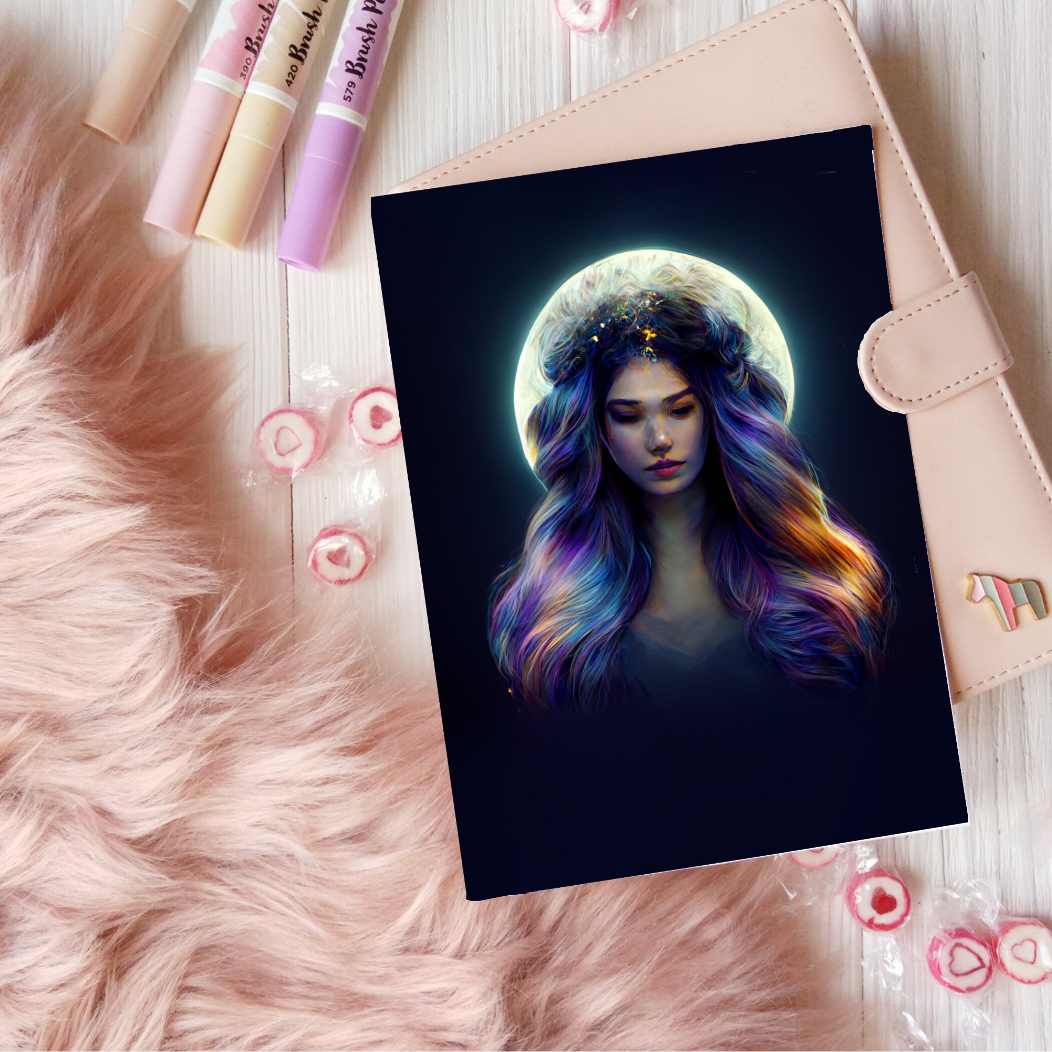 Editable Moon Goddess 3 Card Template | Printable Greeting Card | Edit ...