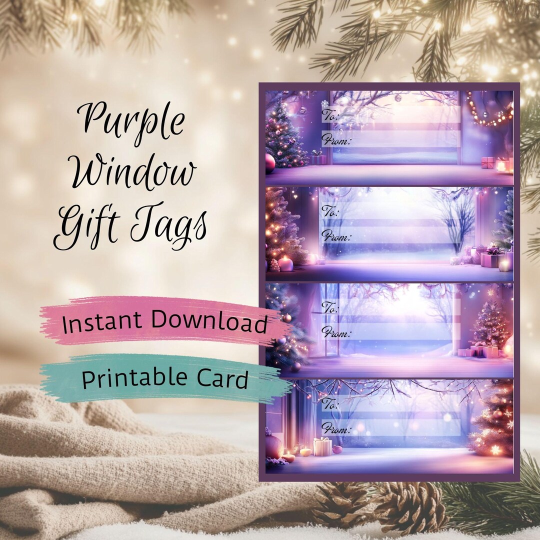 Purple Window Printable Gift Tags Digital Download - Fits Avery Labels ...