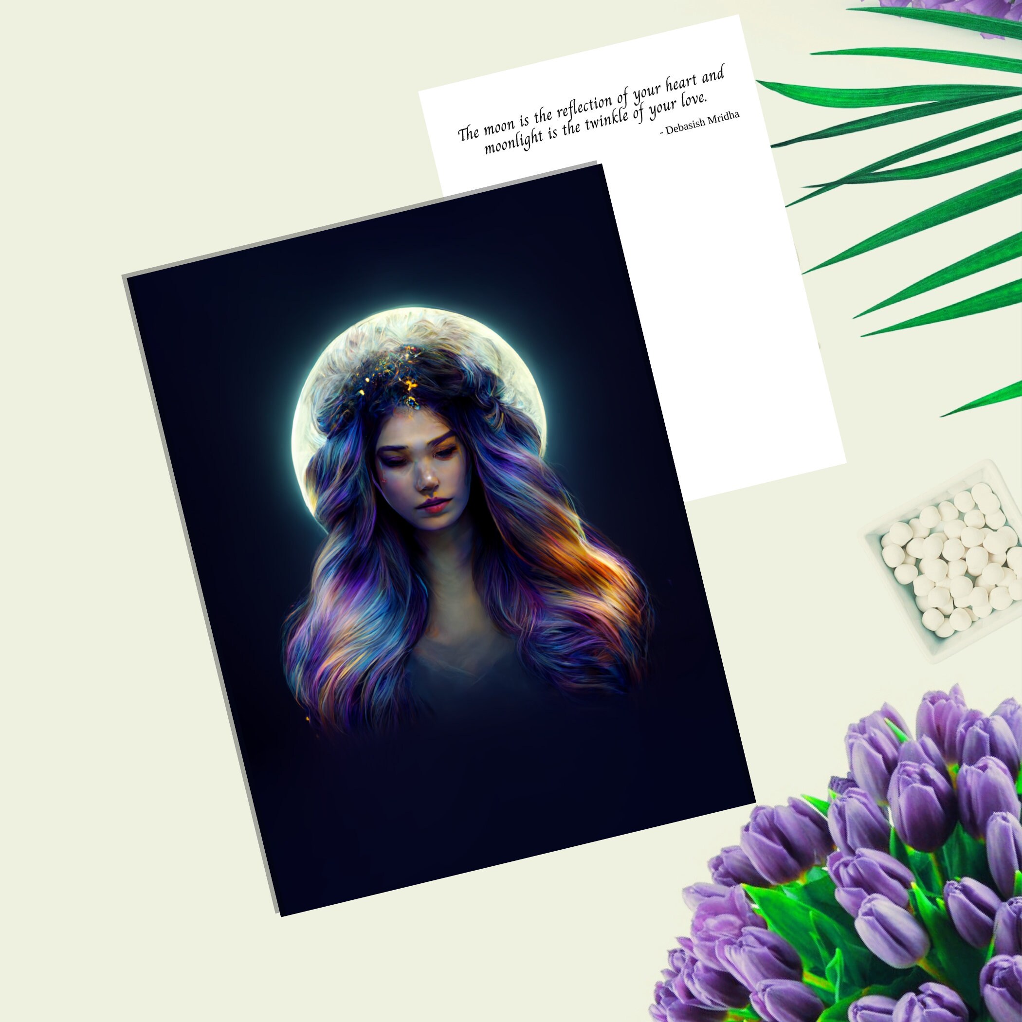 Editable Moon Goddess 3 Card Template | Printable Greeting Card | Edit ...