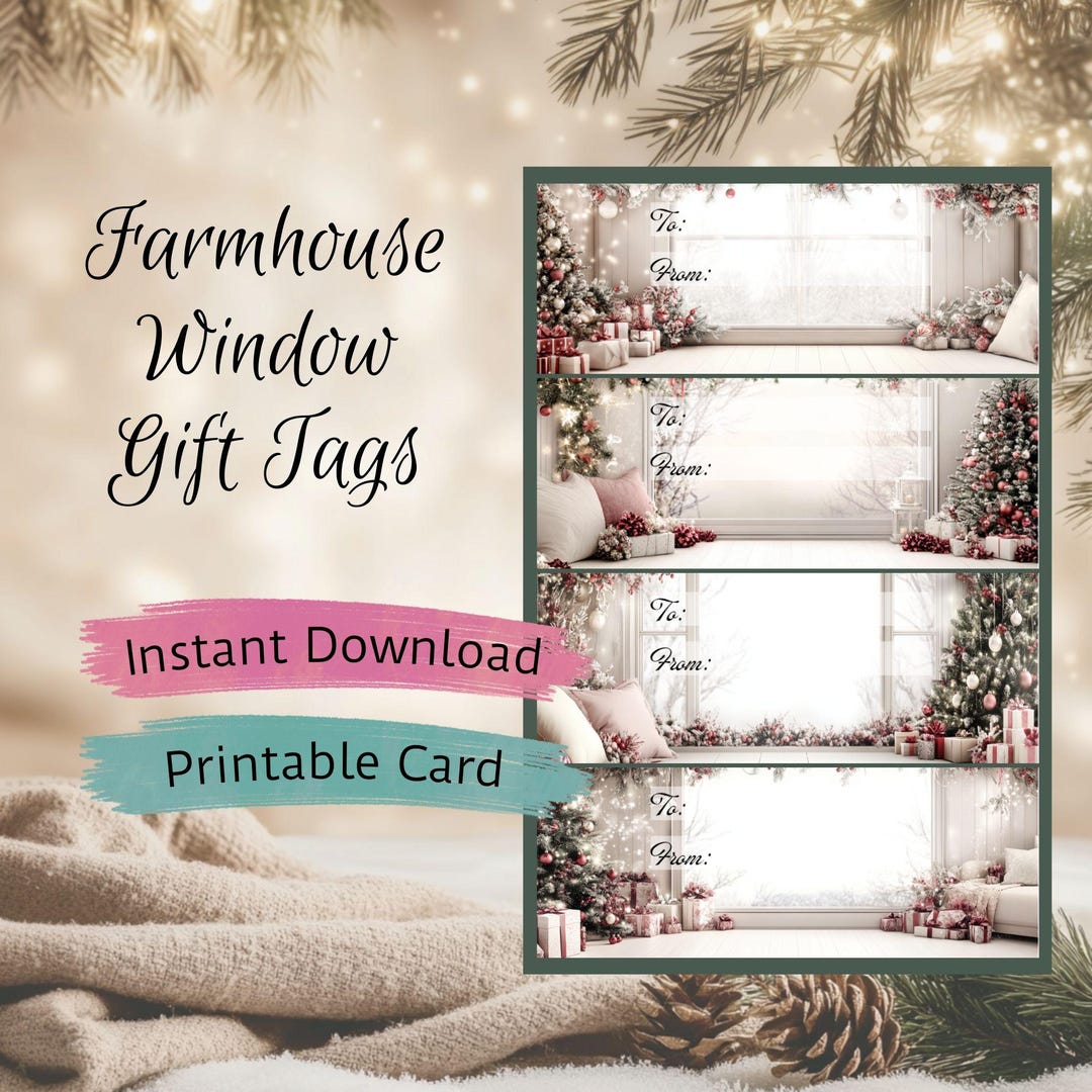 Farmhouse Window Printable Gift Tags Digital Download - Fits Avery ...