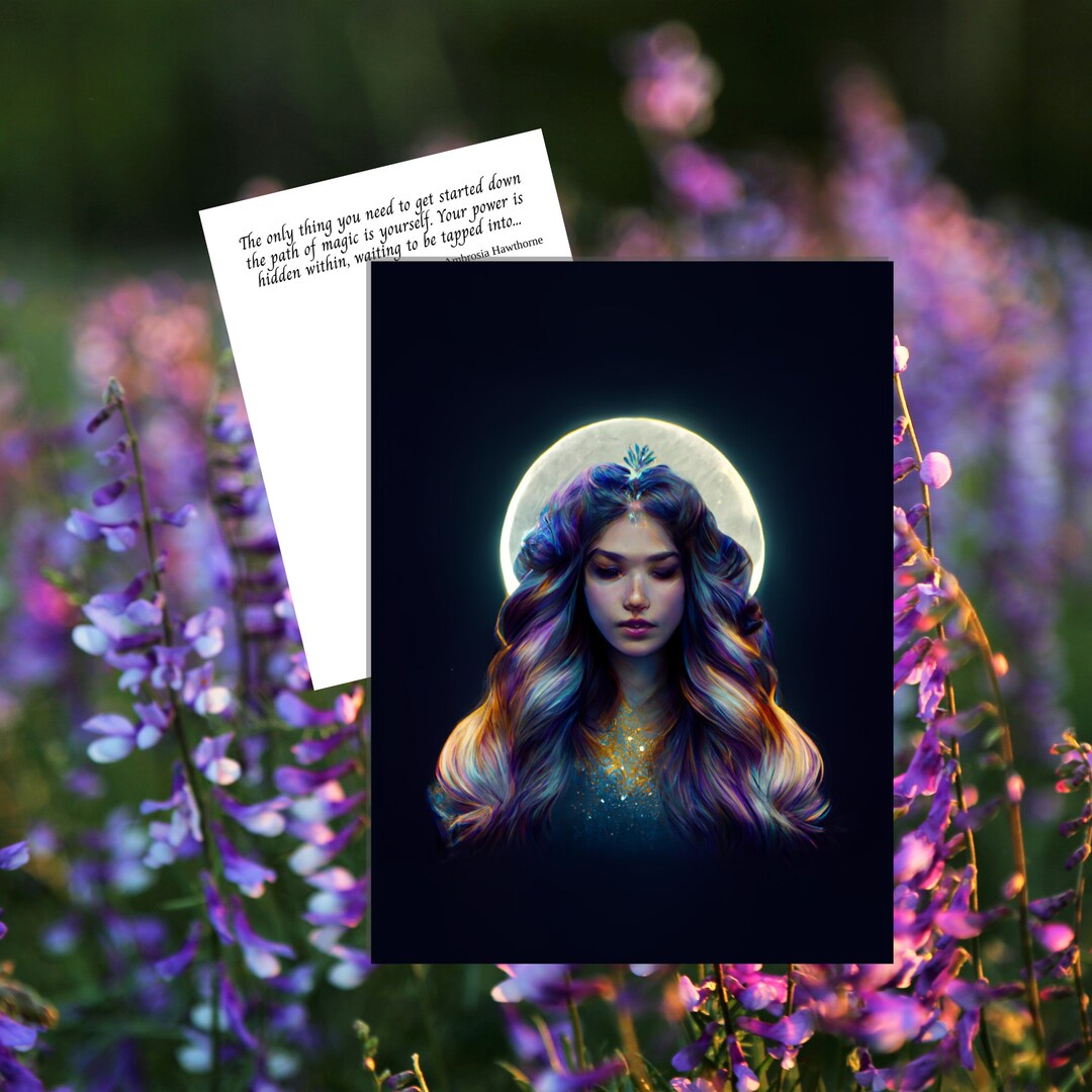Editable Moon Goddess 1 Card Template | Printable Greeting Card | Edit ...