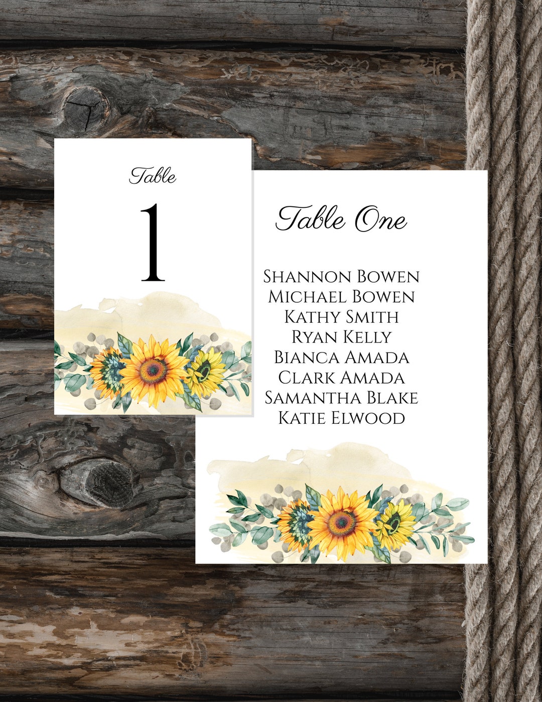 Sunflowers Table Number Template | Printable Wedding Invitation | Edit ...