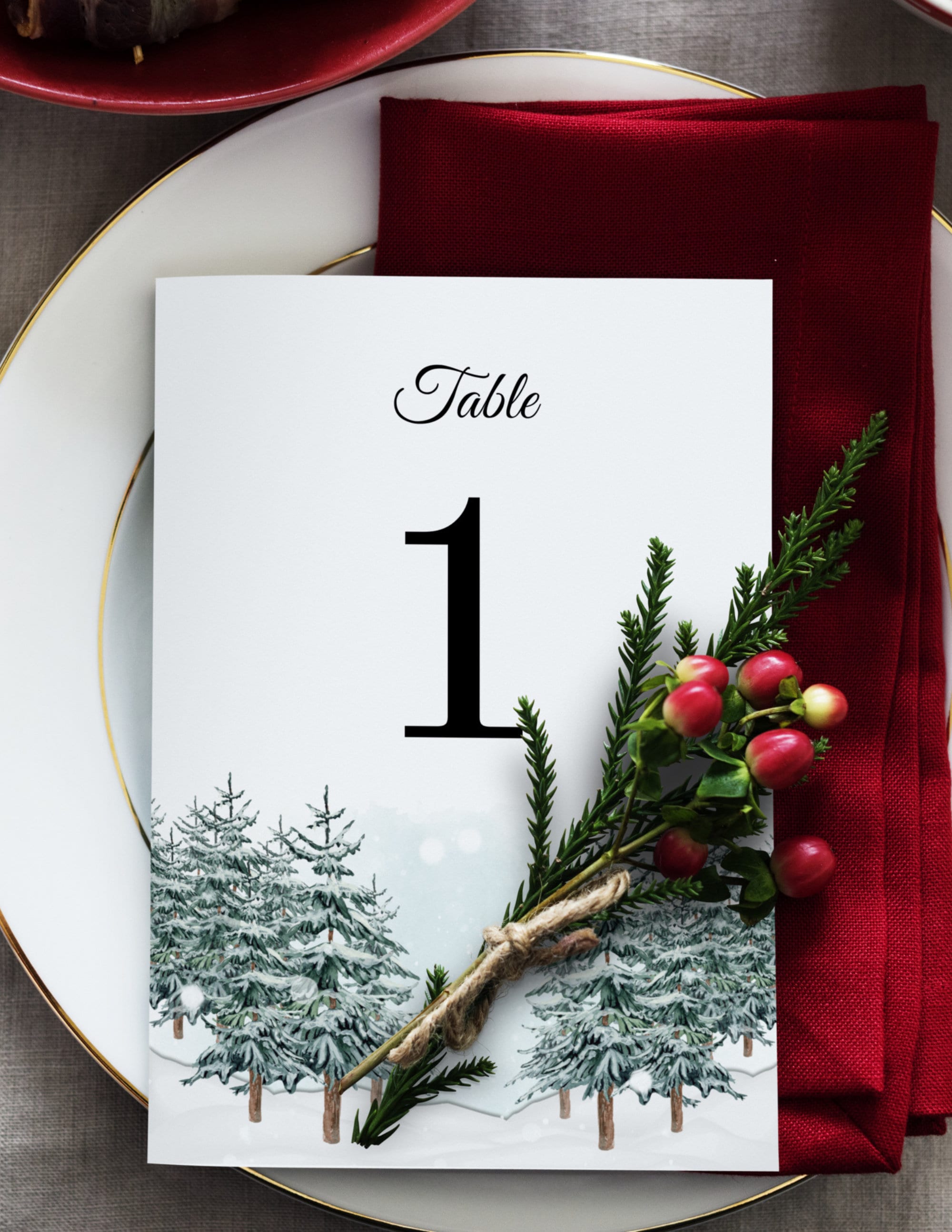 Winter Forest Table Number Template | Printable Wedding Card | Edit ...