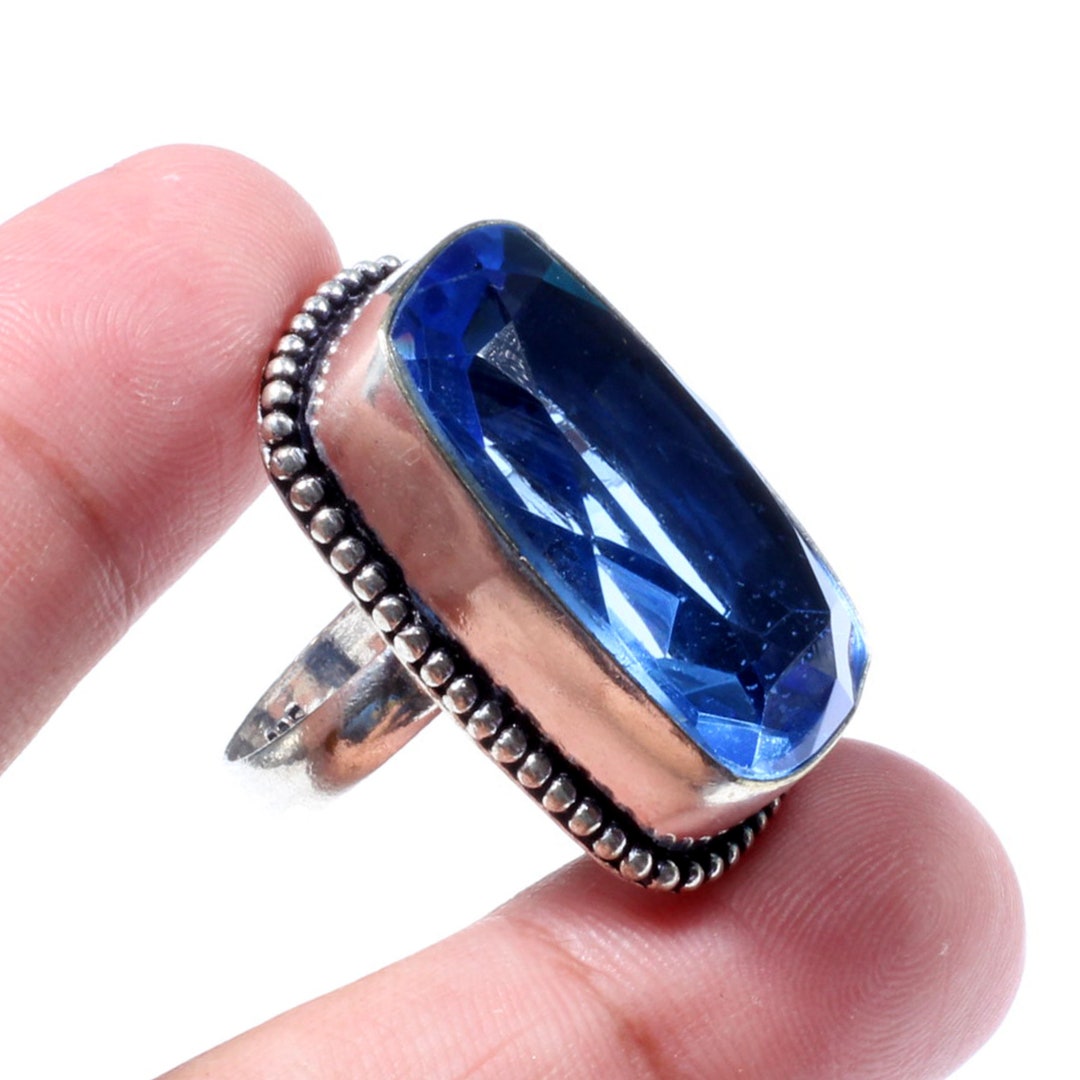 Blue Quartz Gemstone Jewelry 925 Sterling Silver Ring Blue - Etsy