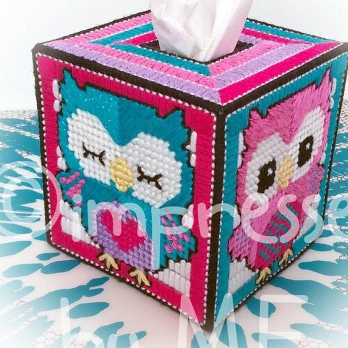 Owl Tissue Box Cover Plastic Canvas Pattern - Etsy UK