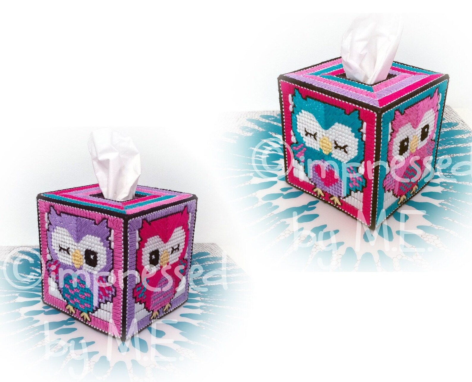 Plastic Canvas Tissue Box Cover/topper Cute Owl Pattern (pdf Pattern ...