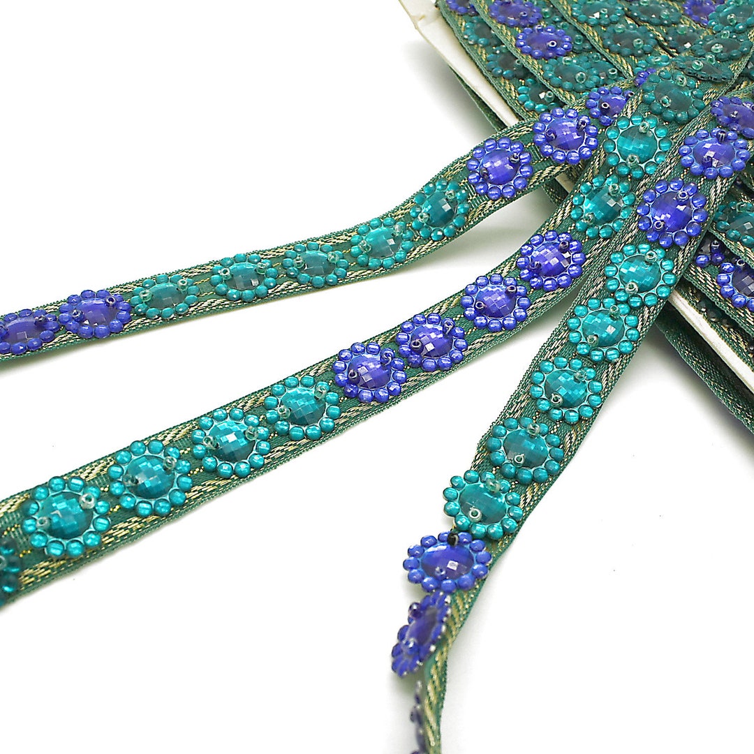GREEN BLUE Beaded Trim - Etsy