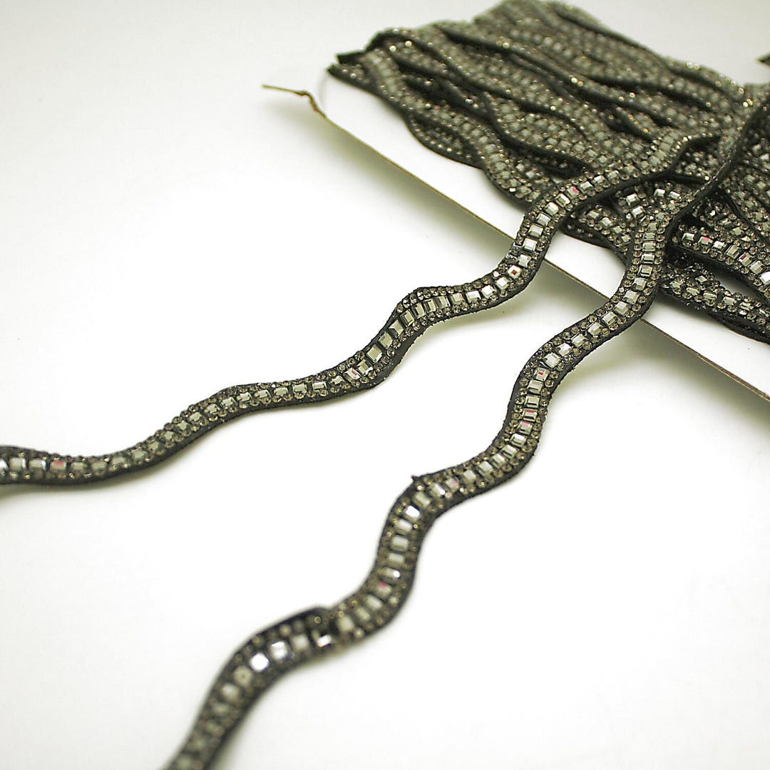 GREY RHINESTONE Trim With Stone Edging Crystal Trim Wave Trim - Etsy