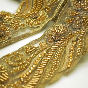 GOLD BEADED Trim Lace Beaded Trim Gold Beaded Trim - Etsy