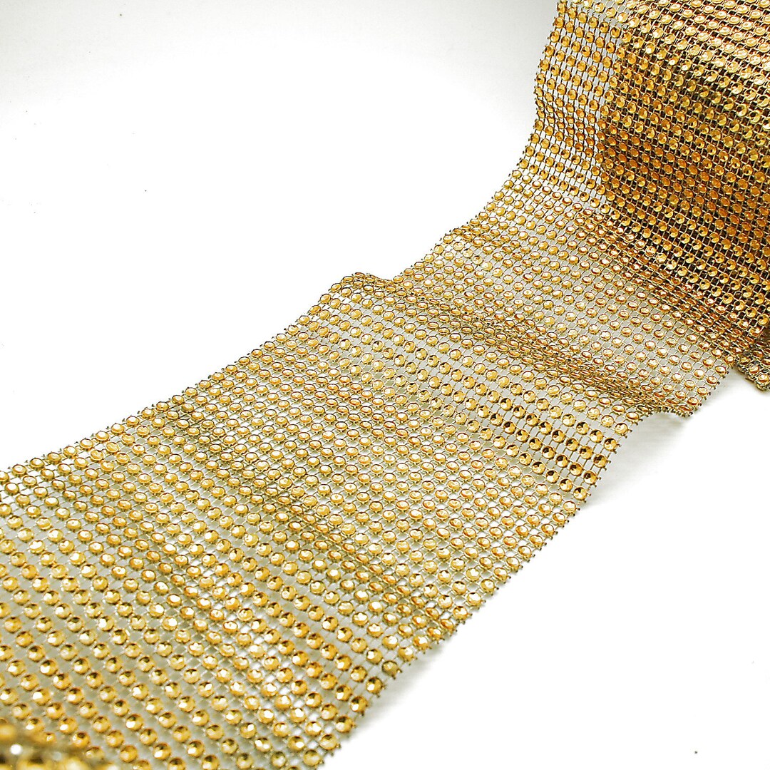 GOLD RHINESTONE EFFECT Mesh Trim - Etsy