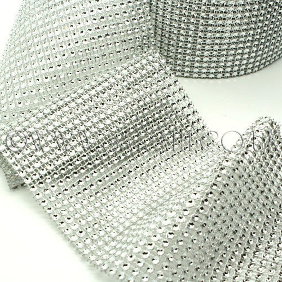 SILVER RHINESTONE EFFECT Mesh Trim - Etsy