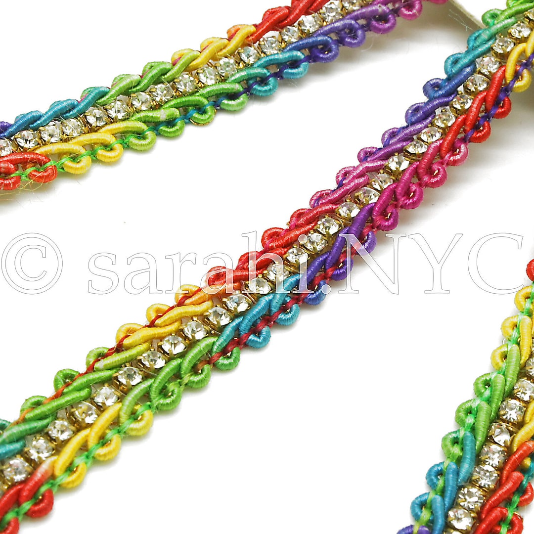 RAINBOW CRYSTAL Swirl TRIM, Multicolor Beaded Trim - Etsy