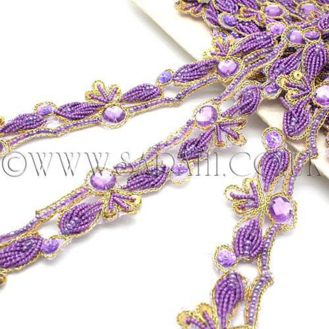 LILAC RHINESTONE Trim Lilac Sequin Trim Lilac Trim Lilac Beaded Trim - Etsy