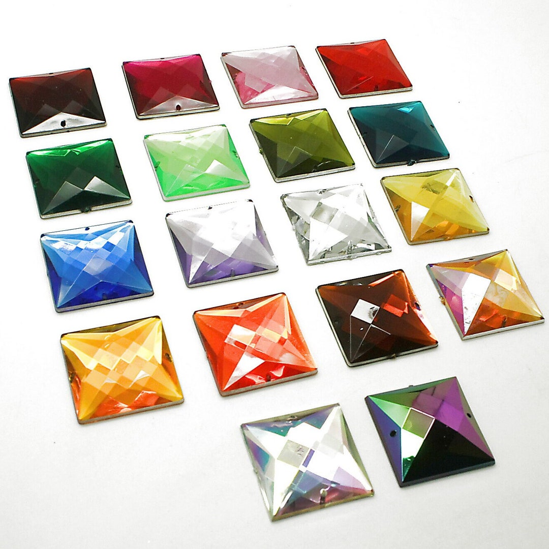 30 Mm SQUARE Flat Back Acrylic Rectangle Jewels Gems Rhinestones - Etsy