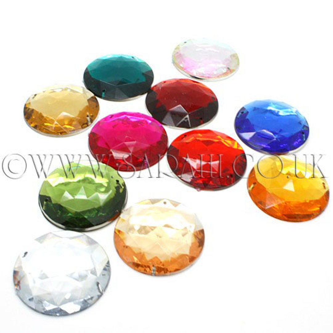 40mm Flat Back Acrylic Round Jewels Gems Rhinestones - Etsy
