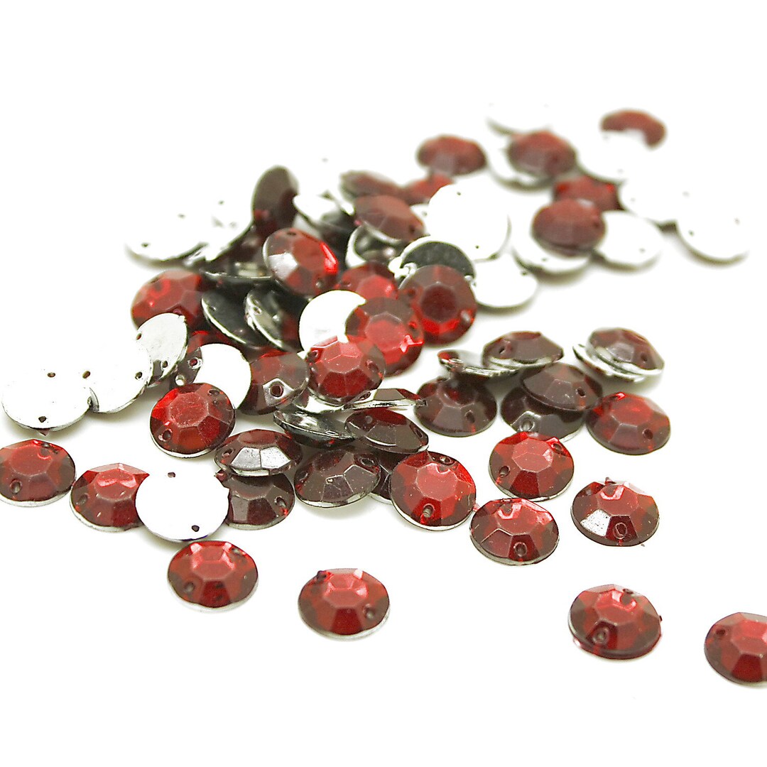 MAROON Flat Back Acrylic Circle Rhinestones 50 Pieces - Etsy