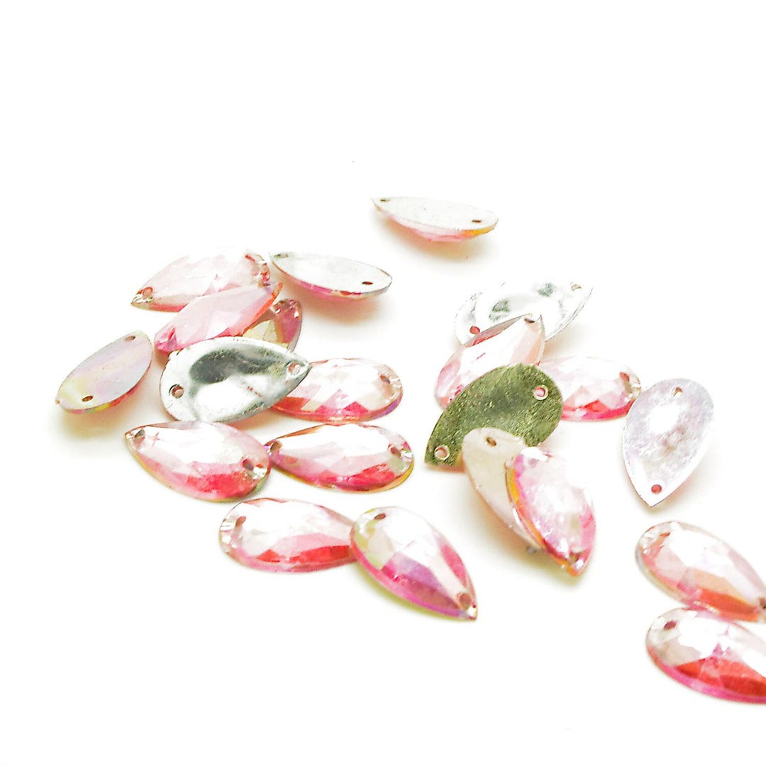 30 X Light Pink Teardrop Tear Drop 18mm X 10 Mm Flat Back Acrylic ...