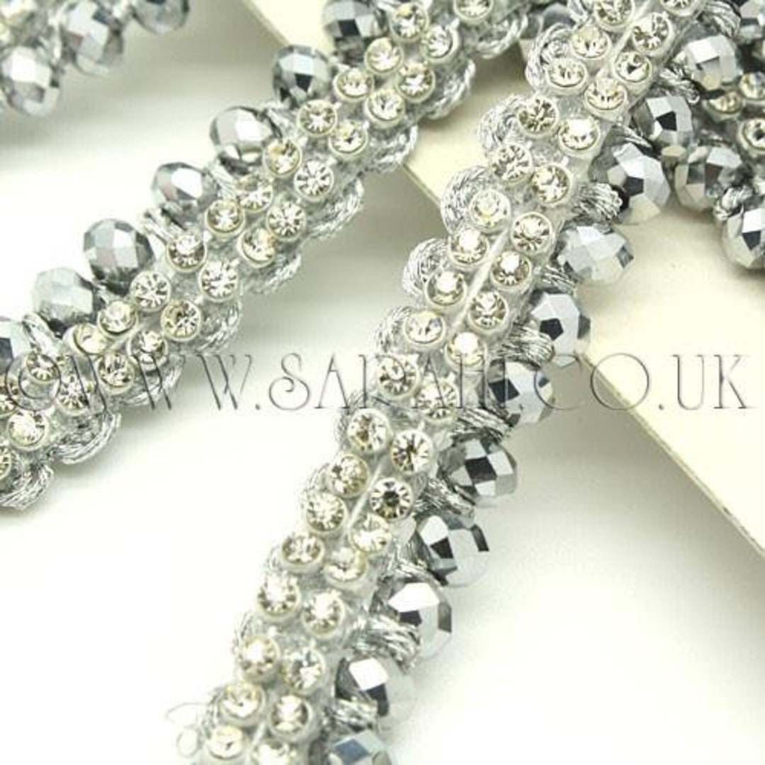 SILVER CRYSTAL Beaded Trim - Etsy